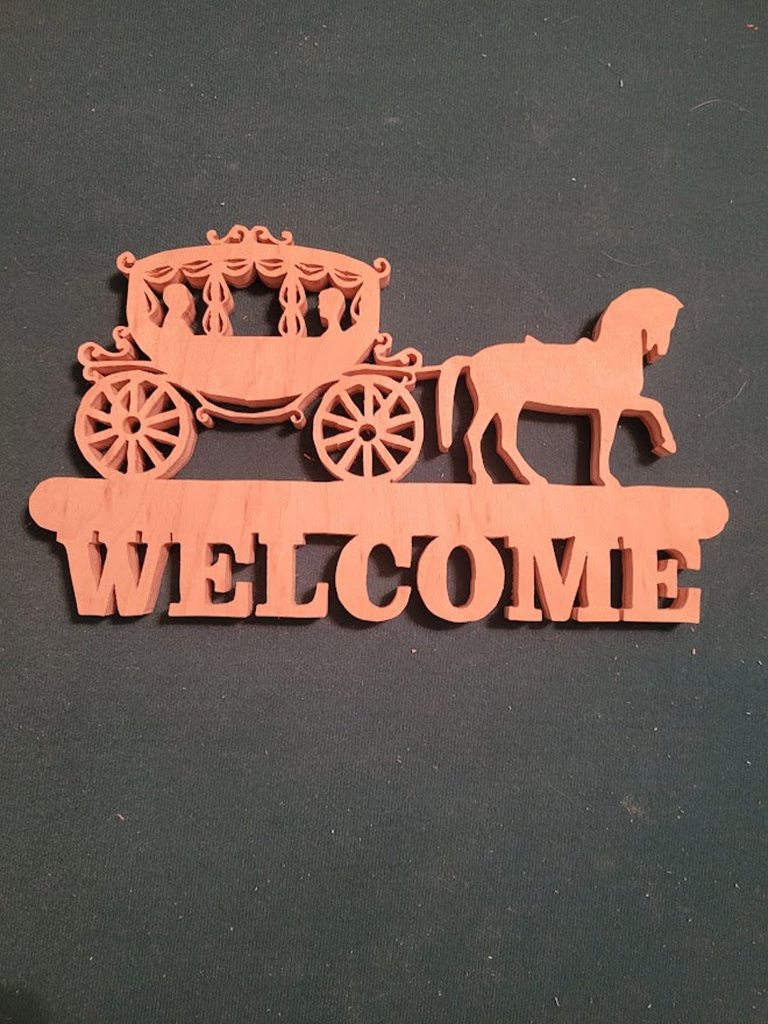 Hand-cut Wooden Horse & Carriage Welcome Sign | Rustic Farmhouse Decor ...