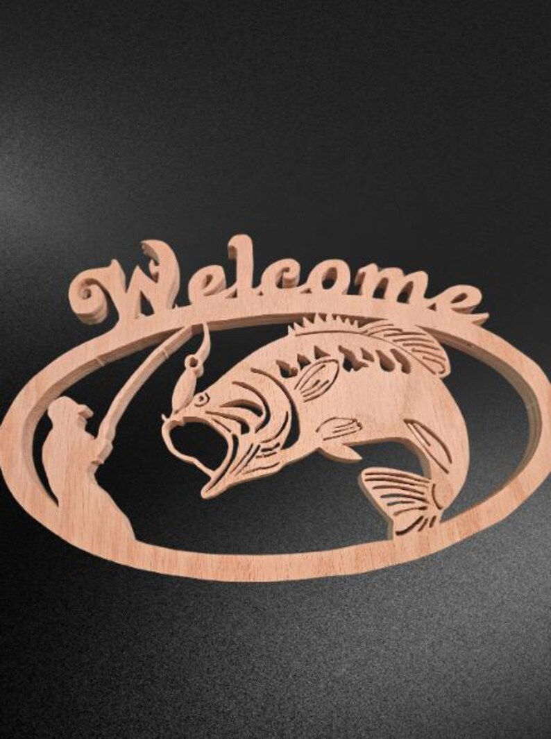 Handmade Wooden Welcome Fishing Sign | Cabin Lake House Decor - Etsy