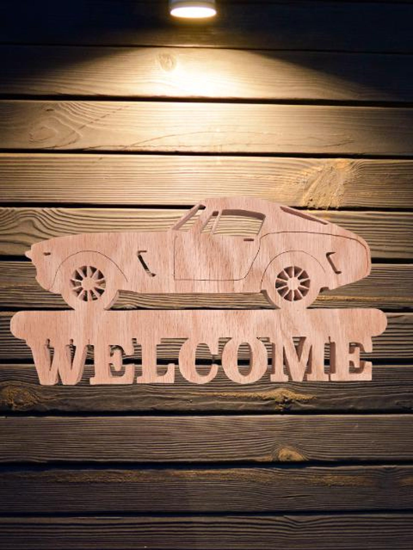Wooden Vintage Car Welcome Sign - Rustic Wall Art Decor - Etsy