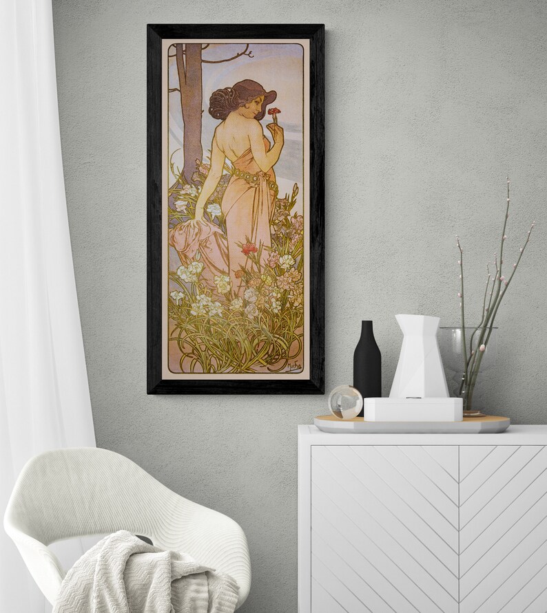 Alphonse Mucha Art Nouveau the Flowers Carnation Mucha Print Vintage ...