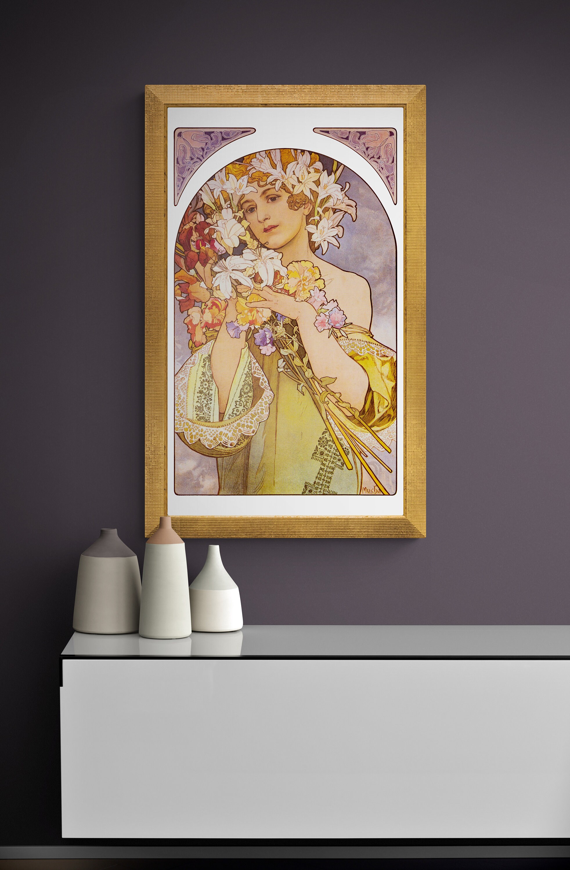 Alphonse Mucha Art Nouveau the Flower Mucha Print Vintage Art Nouveau ...