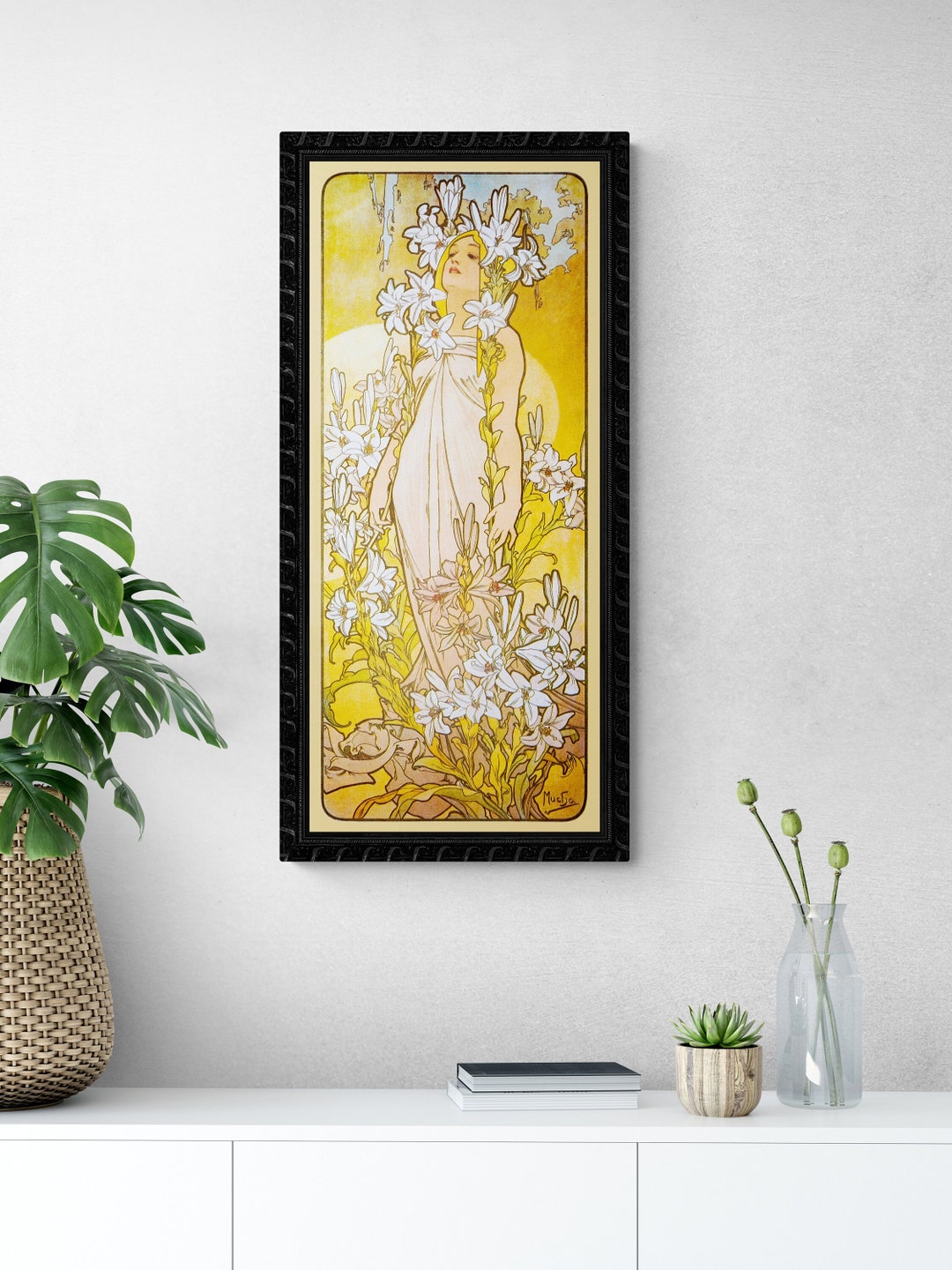 Alphonse Mucha Art Nouveau the Flowers Lily Mucha Print Vintage Art ...