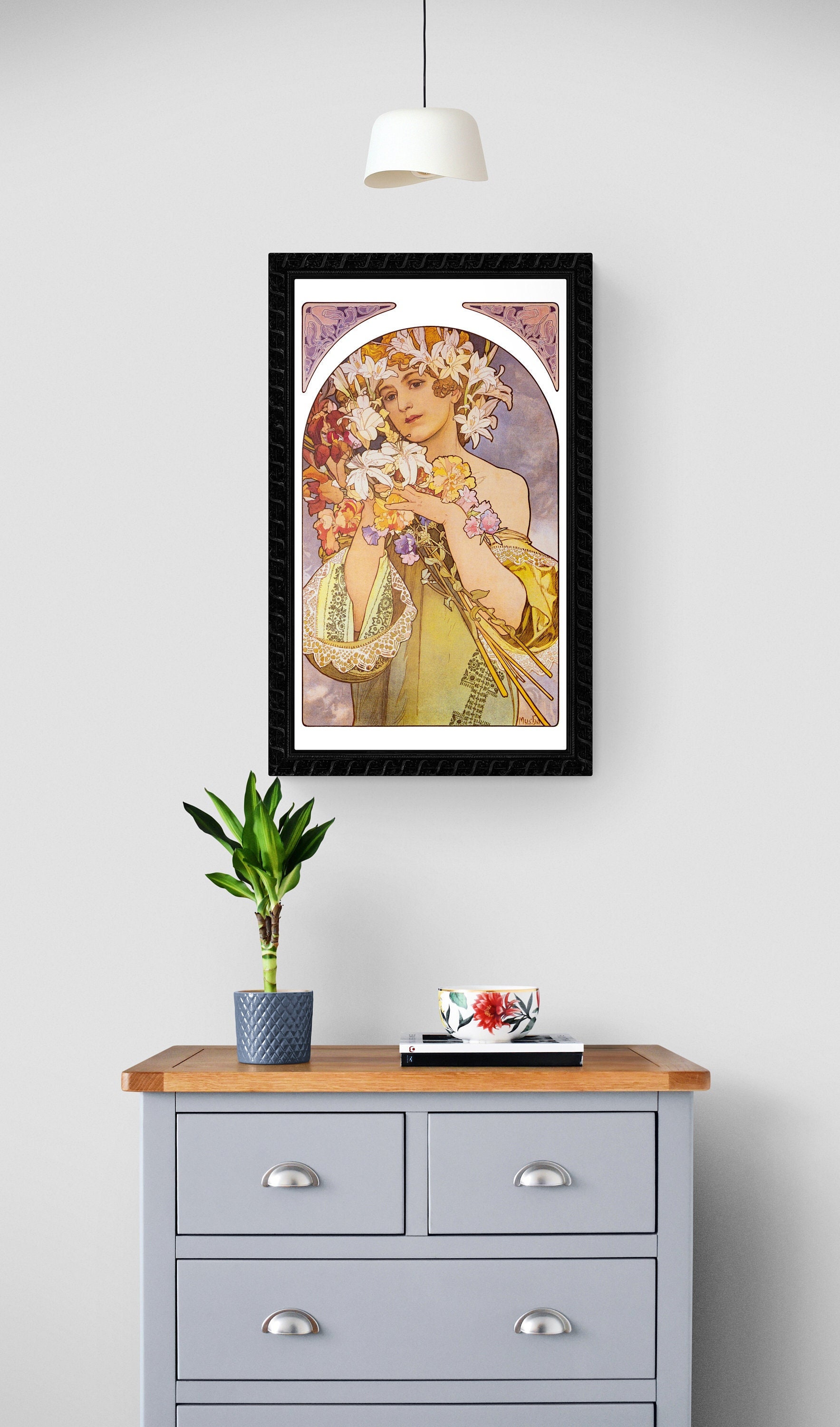 Alphonse Mucha Art Nouveau the Flower Mucha Print Vintage Art Nouveau ...