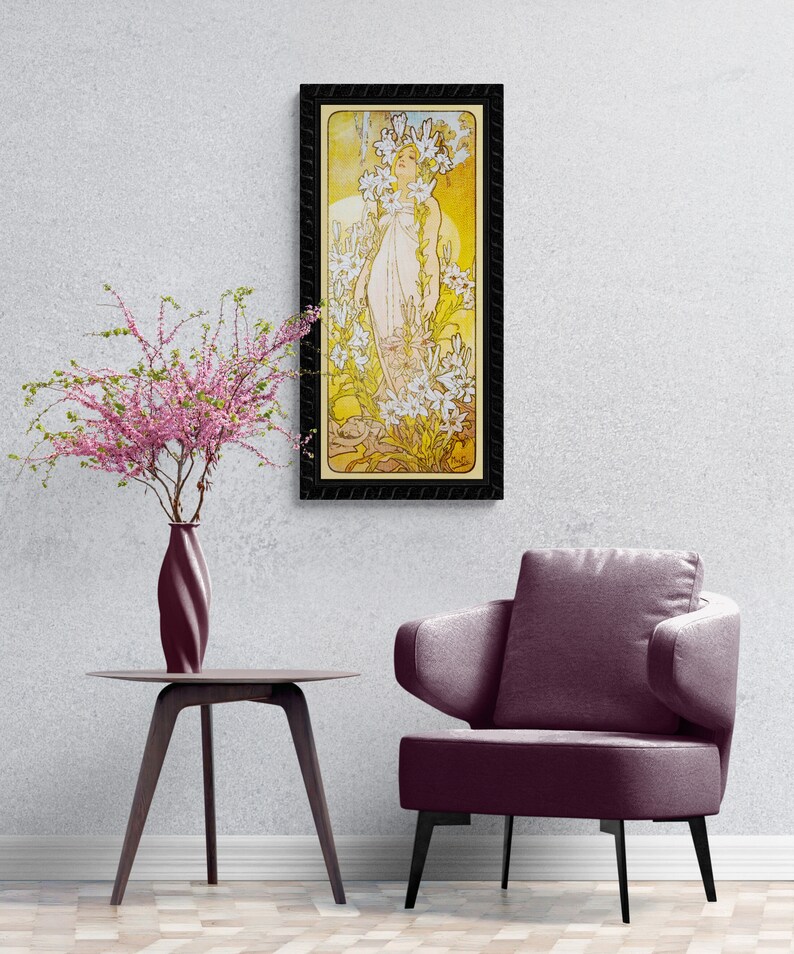 Alphonse Mucha Art Nouveau the Flowers Lily Mucha Print Vintage Art ...