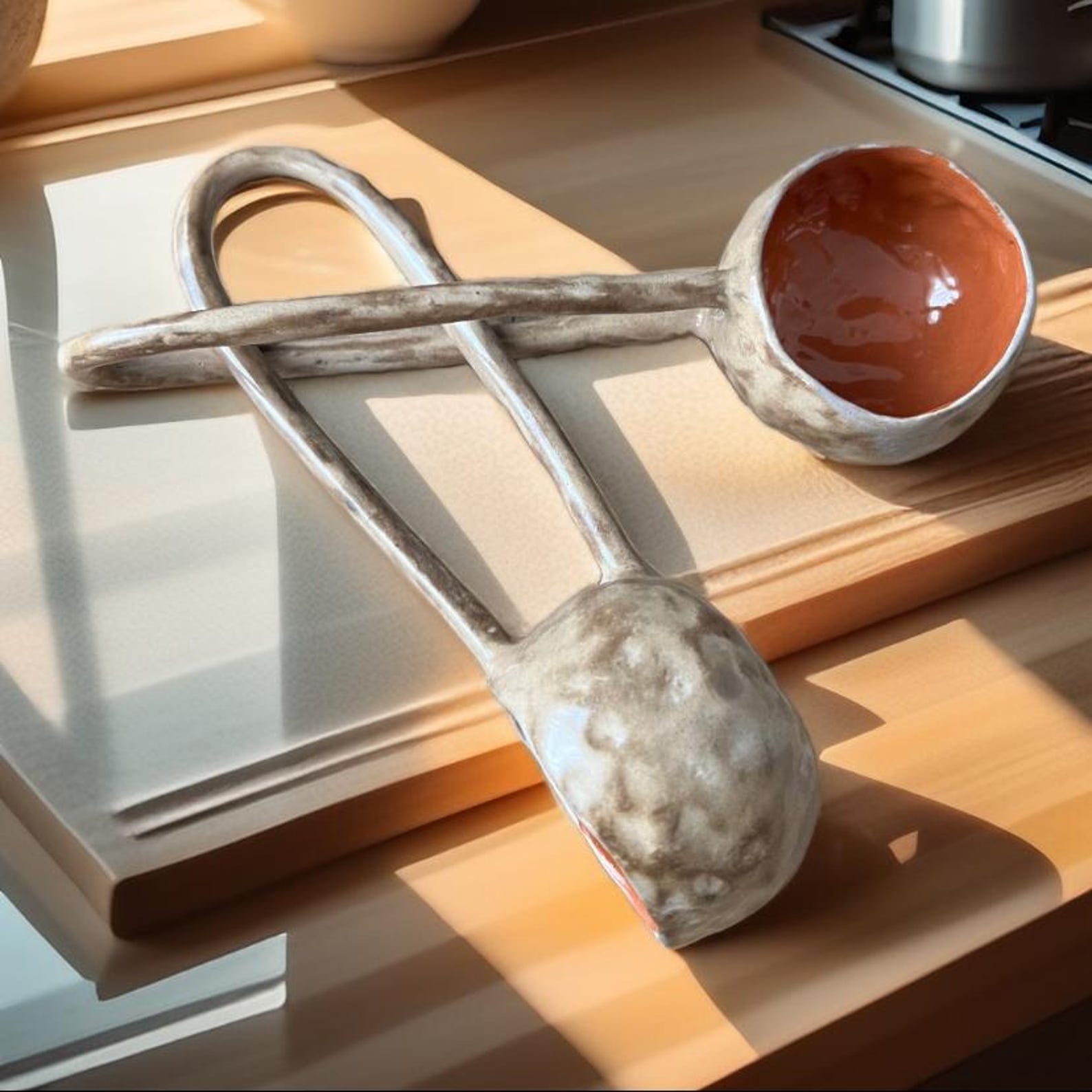 Ceramic Serving Spoons Set of Two, Funny Spoons, Kitchen Decoration ...