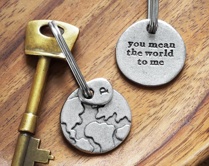 World Map Keyringcopper Key Ringtravel Key - Etsy