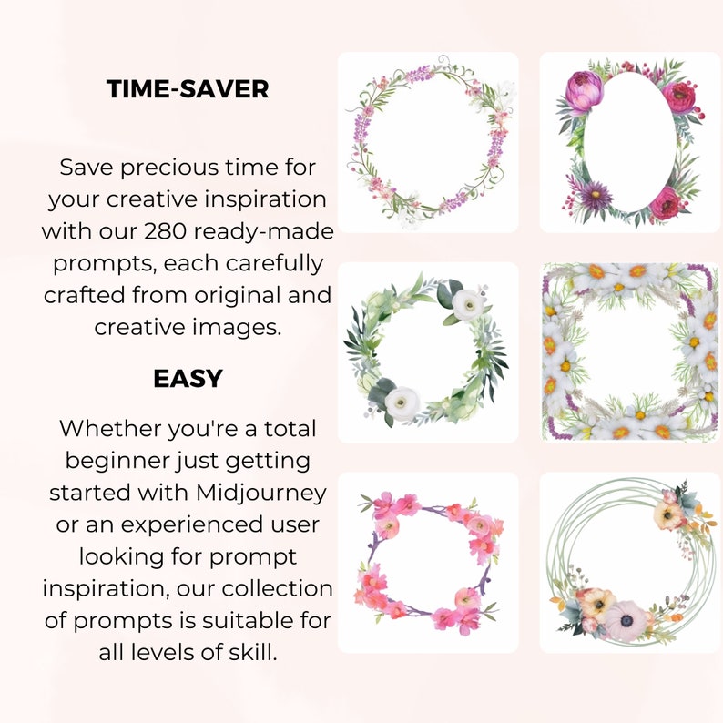 Watercolor Floral Wreath Clipart Prompts, 250 Ai Midjourney Prompts for ...