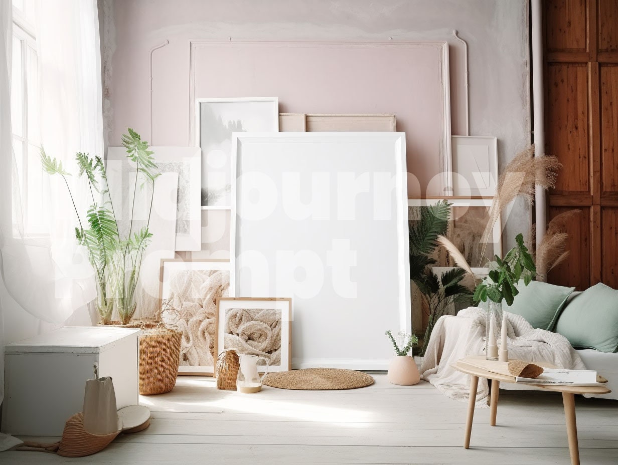 Midjourney Mockup Prompt, Trendy Prompt 2023, Boho Living-room ...