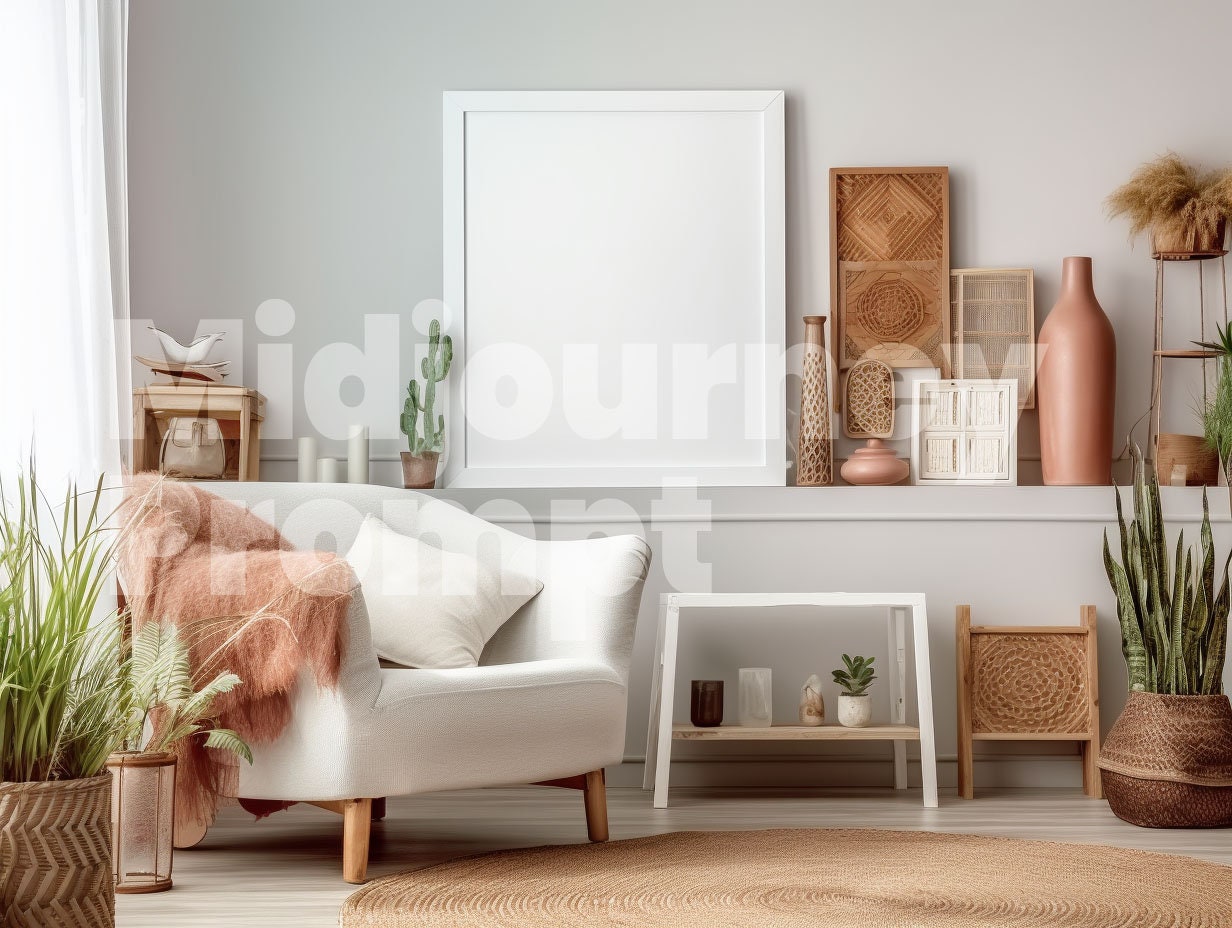 Midjourney Mockup Prompt, Trendy Prompt 2023, Boho Living-room ...