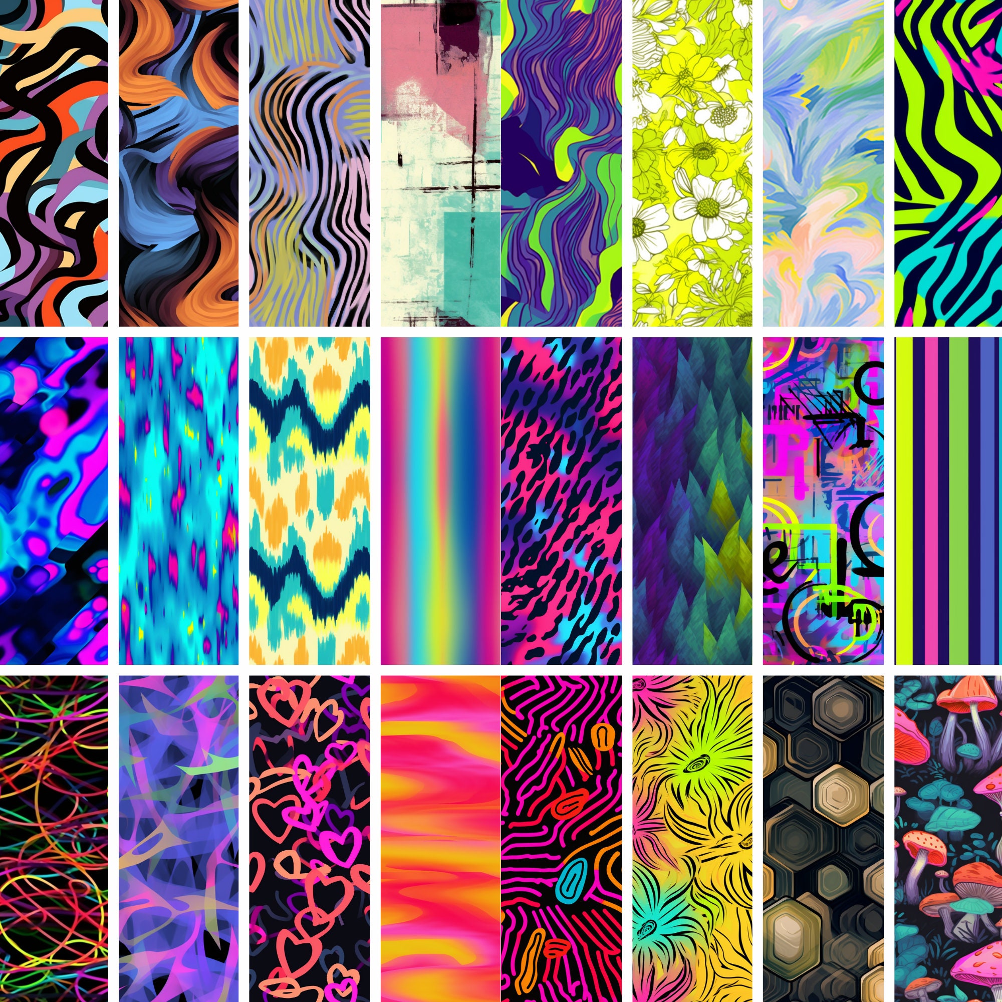 200 Midjourney Prompts Neon Seamless Pattern for Digital Paper, AI Art ...