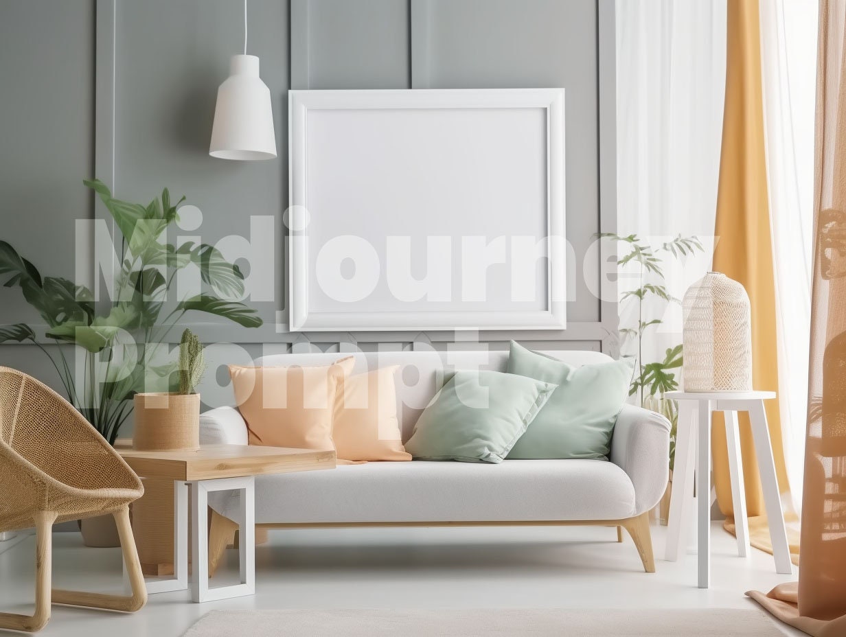 Midjourney Mockup Prompt, Trendy Prompt 2023, Boho Living-room ...