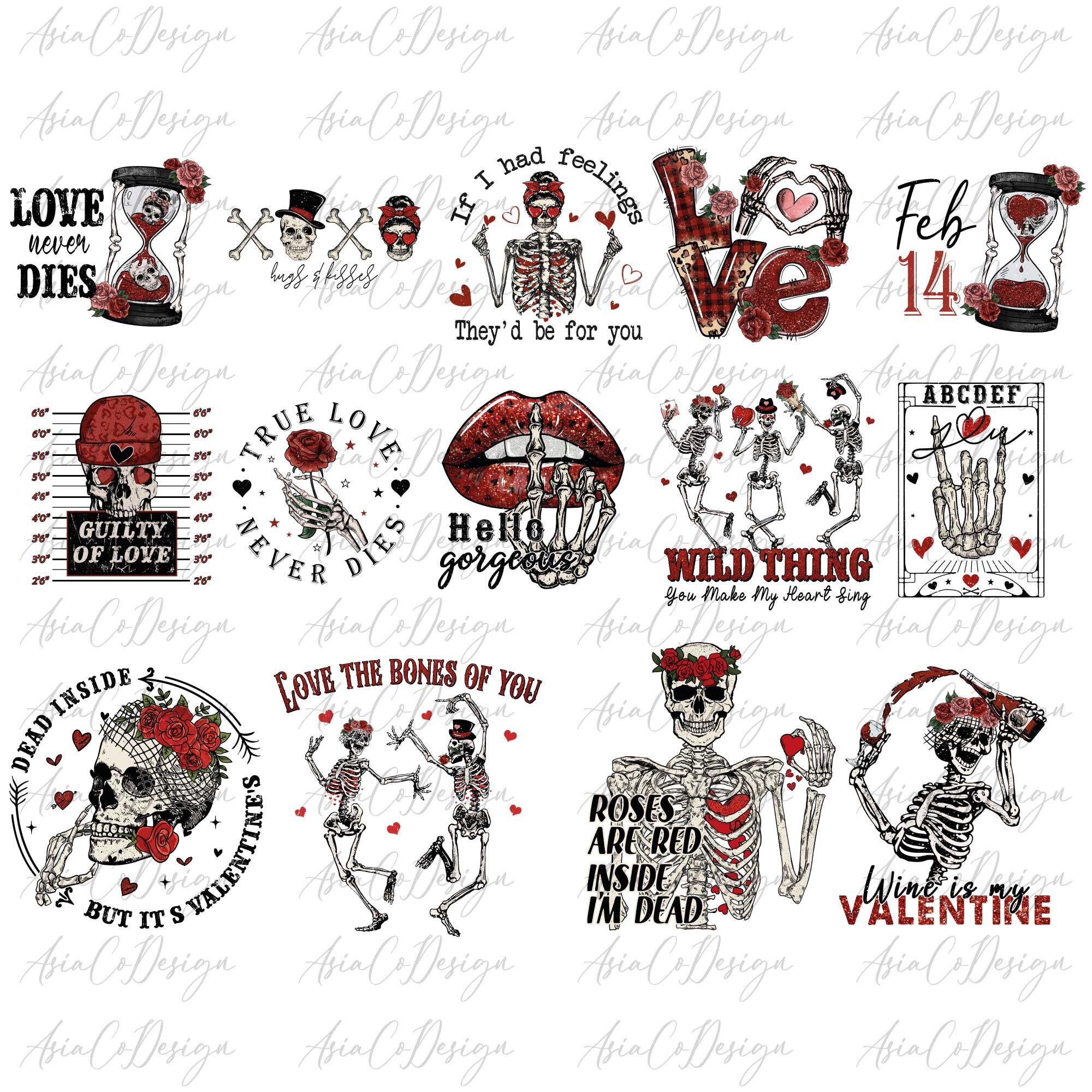 Valentine Skeleton PNG Bundle Valentine Heart Png Funny - Etsy