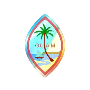 671 Guam Vehicle Decal Holographic Die-cut Stickers Guam Gifts Two ...