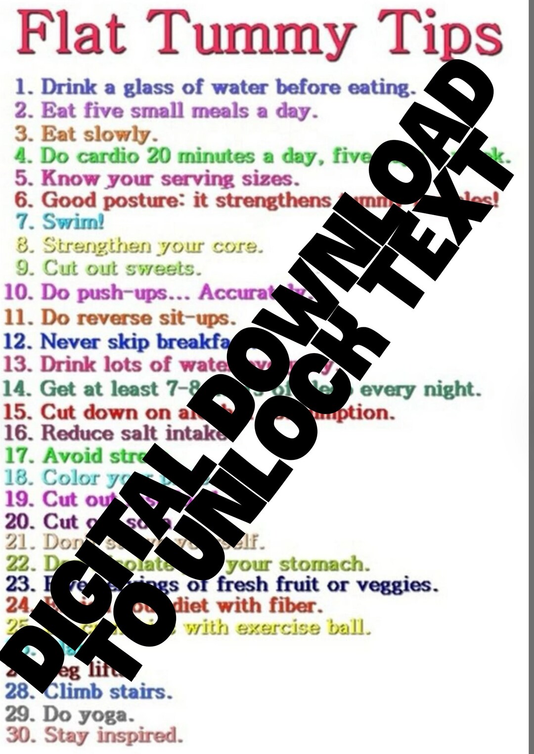 Awesome Printable DIGITAL Flat Tummy Guide for WEIGHT LOSS - Etsy