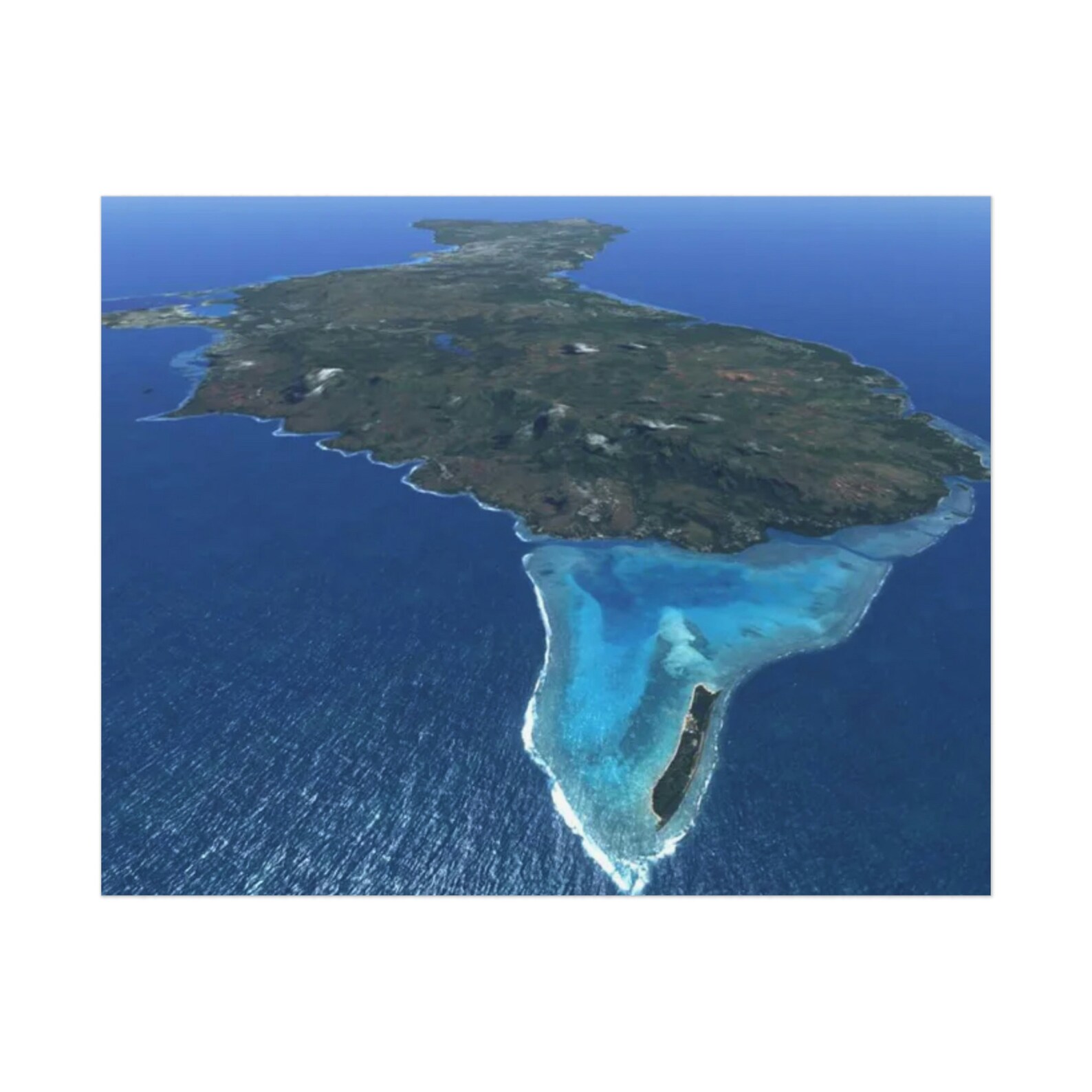 Guam Map RARE Art Poster, Satellite Image UNFRAMED Wall Art Print Guam ...