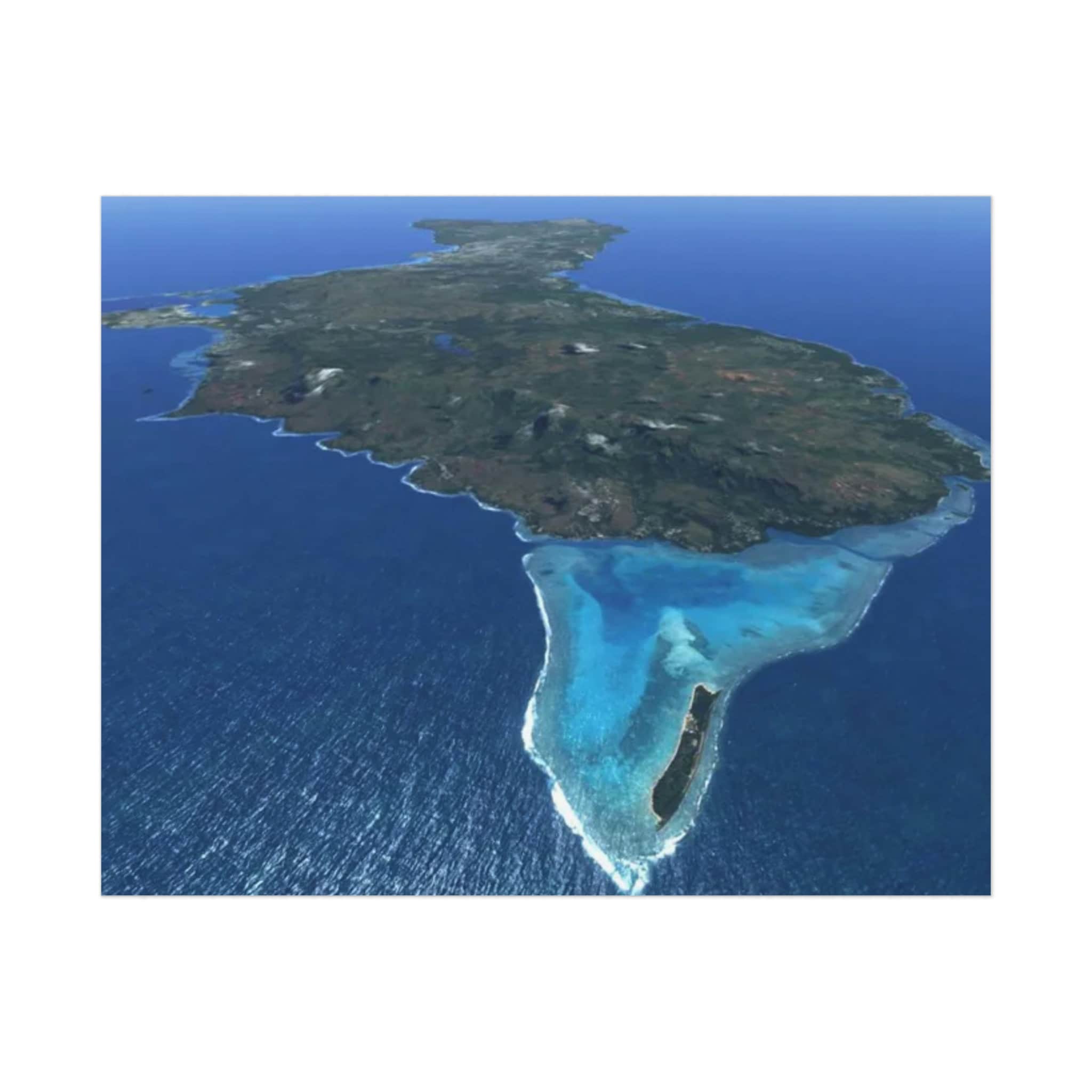 Guam Map RARE Art Poster, Satellite Image UNFRAMED Wall Art Print Guam ...