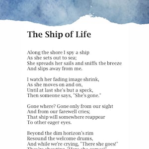 The Ship of Life - Poem. Funeral. Bereavement Gift. Memorial Gift. Loss ...