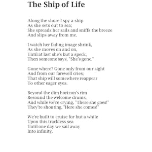 The Ship of Life Poem Print: Memorial Gift (digital Download) - Etsy