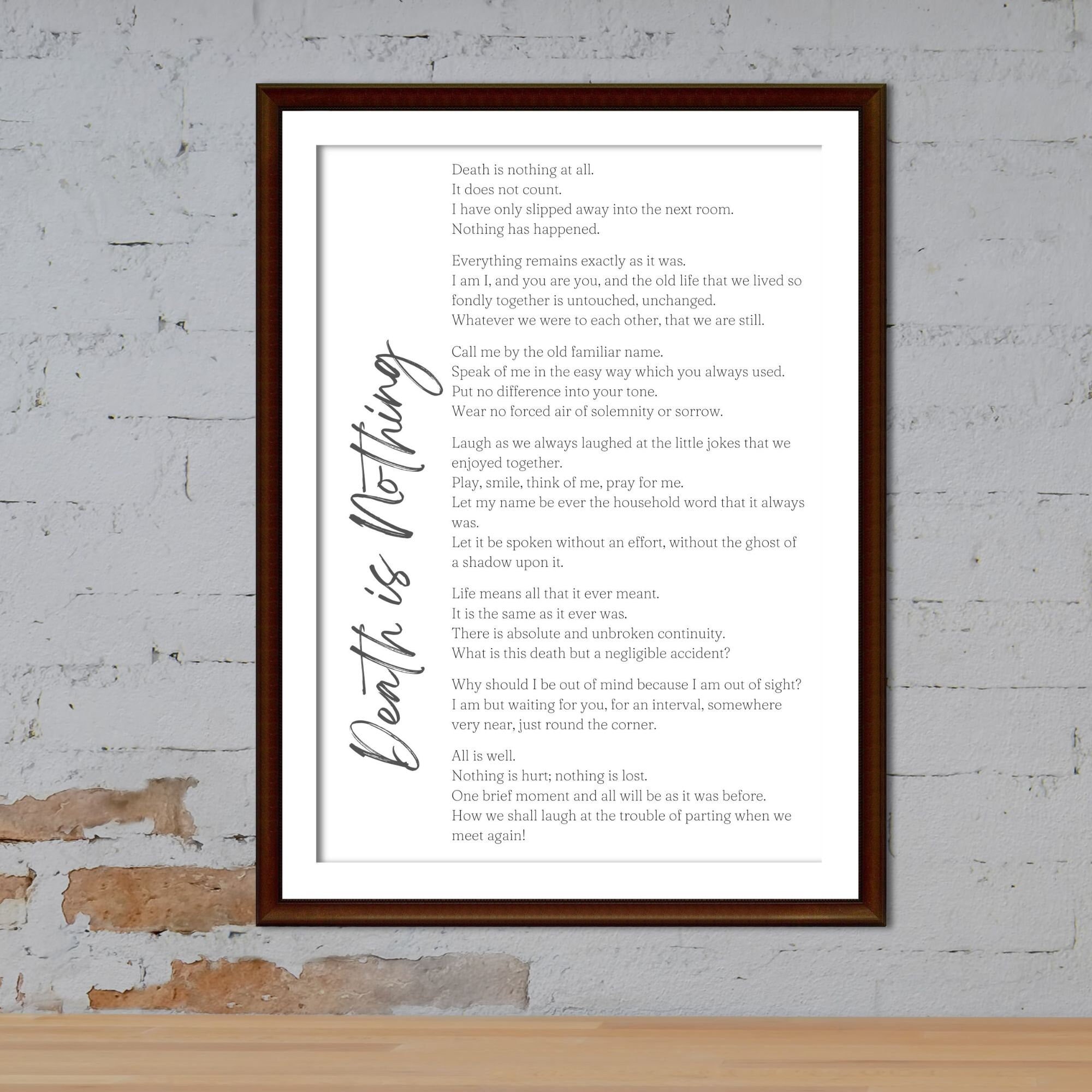 Death is Nothing | Poem | Loving Memory | Funeral | Instant Download ...