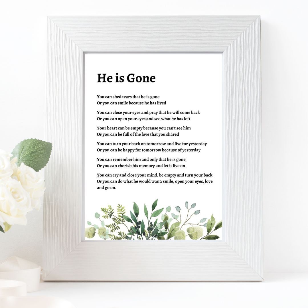 He is Gone | Poem | Loss of Son, Brother, Dad, Husband | Instant ...