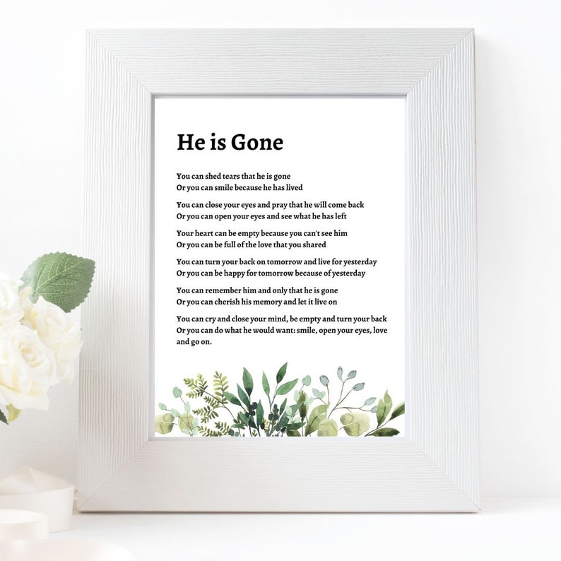 He is Gone | Poem | Loss of Son, Brother, Dad, Husband | Instant ...