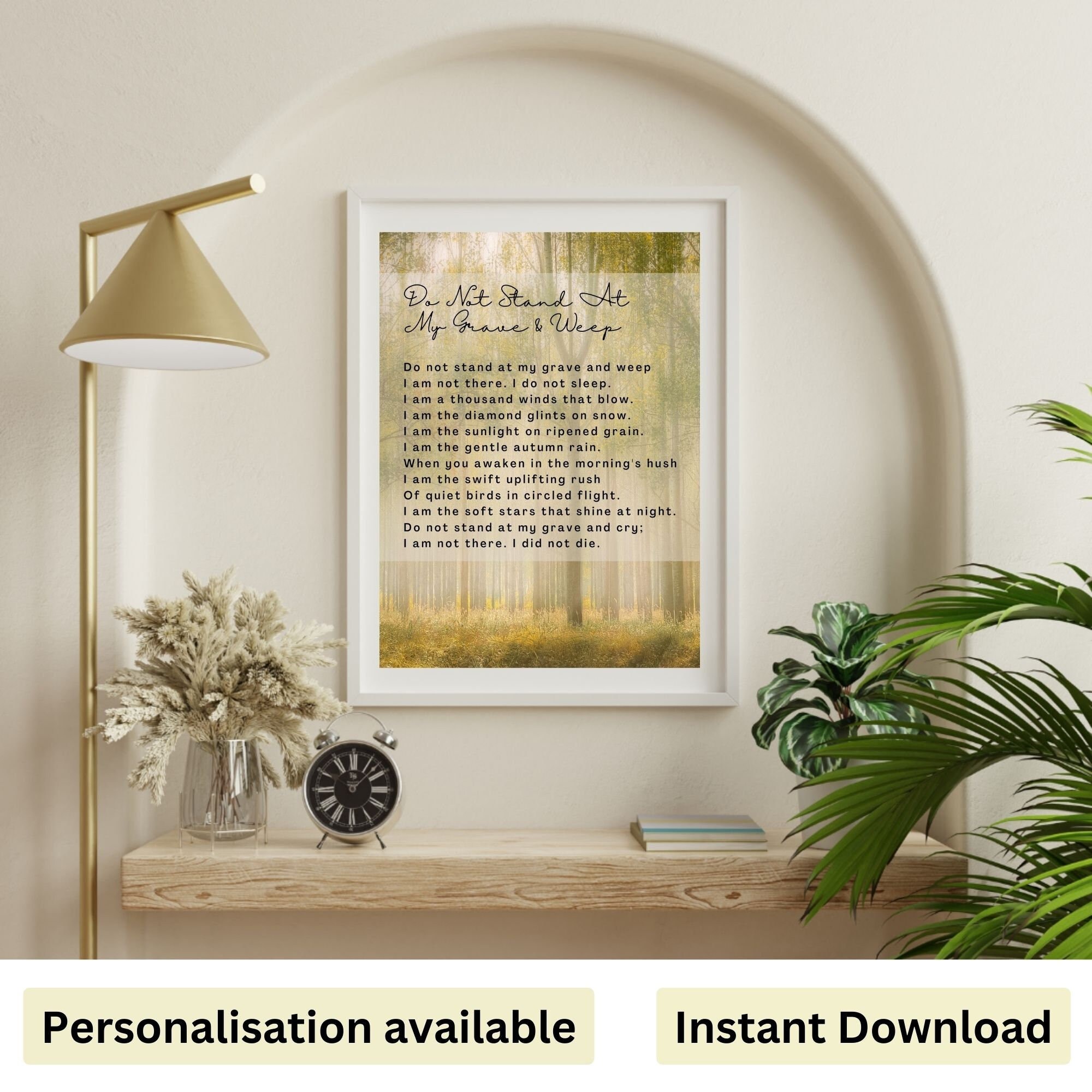 Do Not Stand at My Grave and Weep - Poem | Memorial Gift | Instant ...