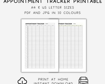 Simple Appointment Tracker Printable, Appointment Reminder, Meeting ...