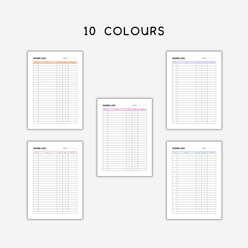 Working Hours Log Printable, Work Time Tracker, Activity Tracker, Time ...