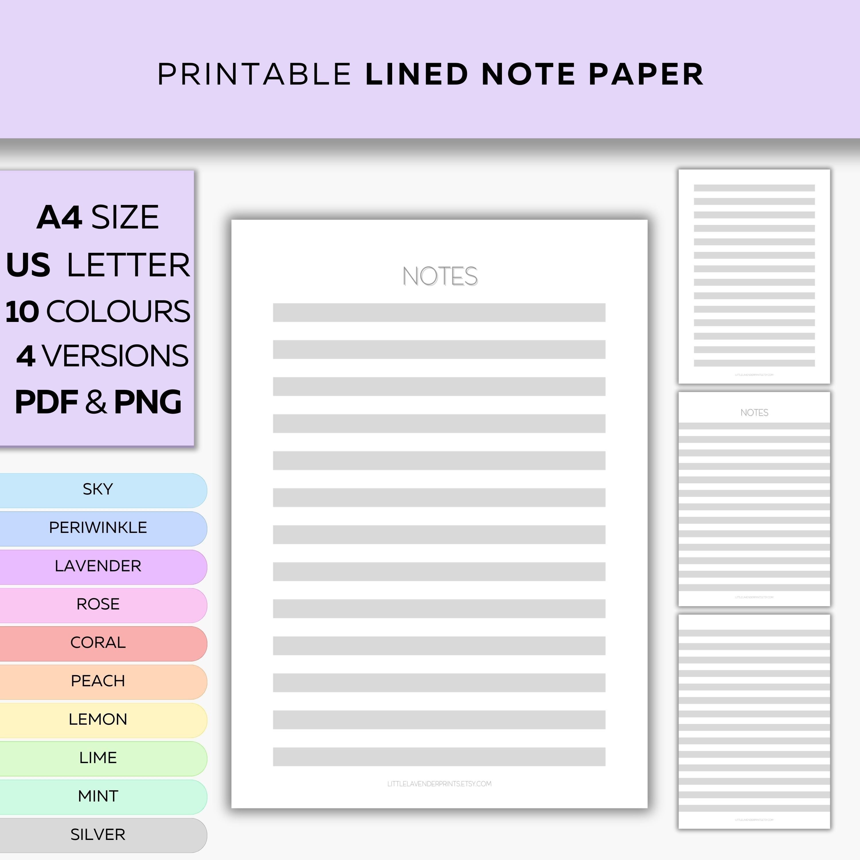 Bundle Set Printable Note Pages, Lined Notes Template, Minute Taking ...
