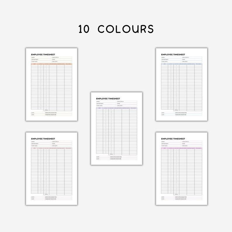 Employee Time Sheet Printable, Timecard, Printable Timesheet ...