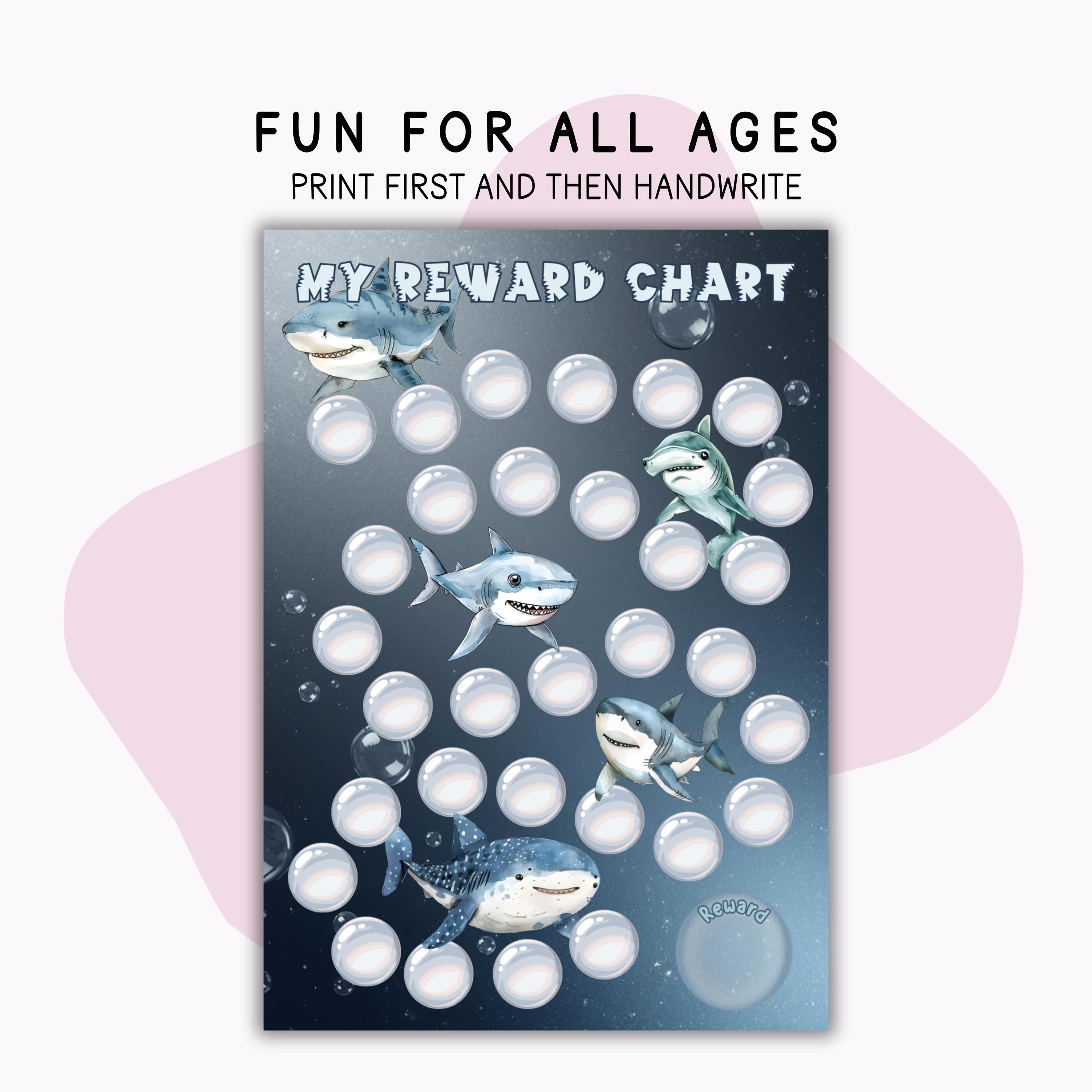 Shark Reward Chart, Printable Behavior Tracker (PDF PNG) - Etsy UK
