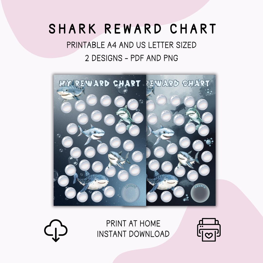 Shark Reward Chart, Printable Behavior Tracker (PDF PNG) - Etsy UK