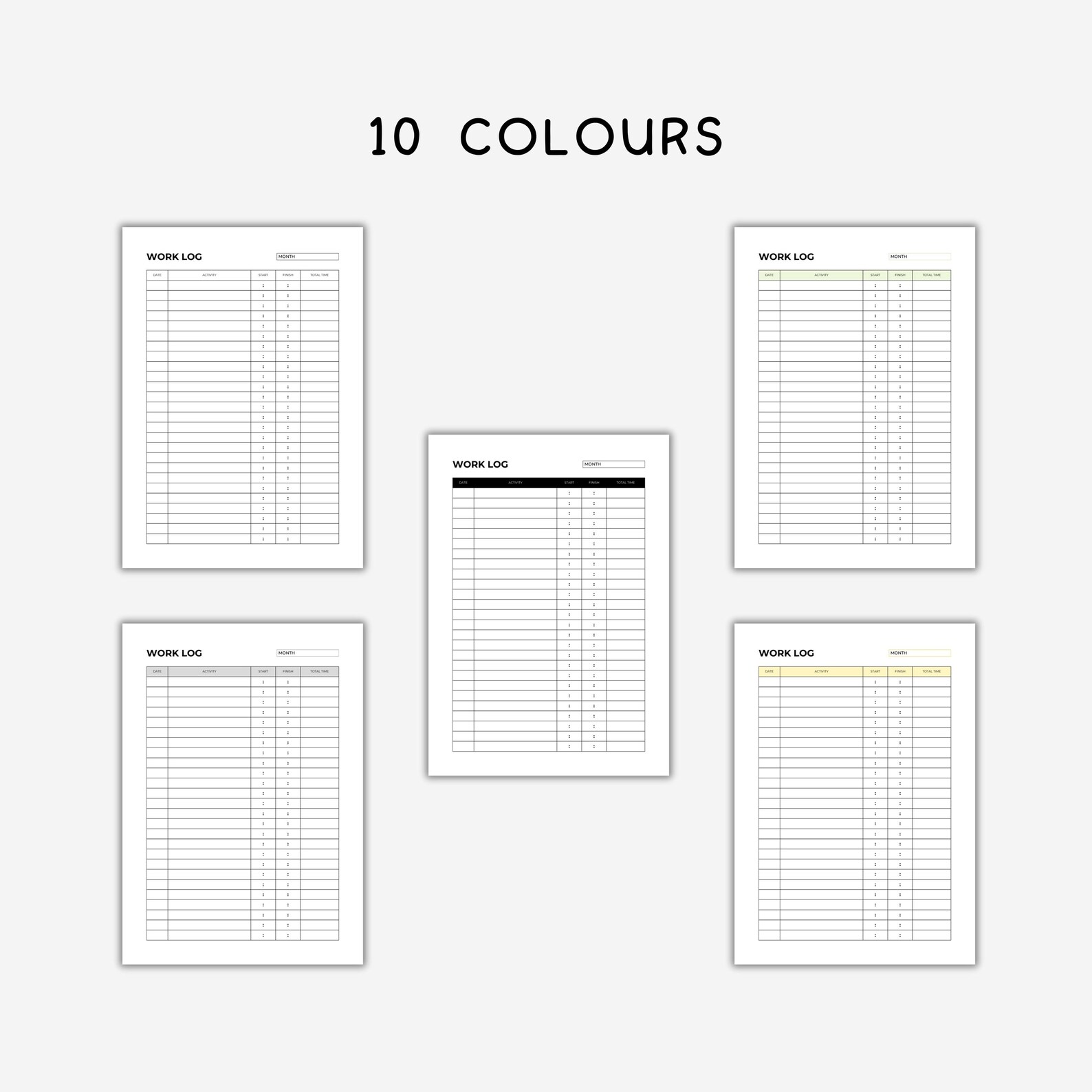 Working Hours Log Printable, Work Time Tracker, Activity Tracker, Time ...