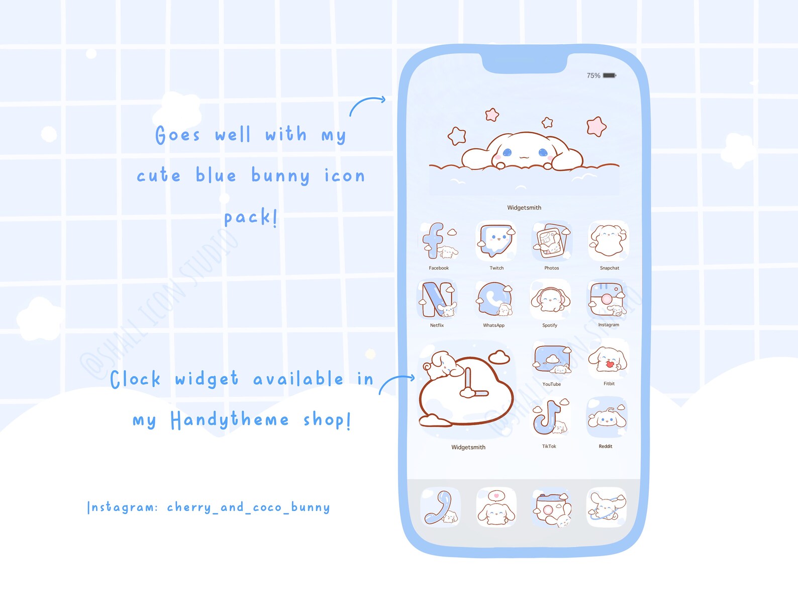 Cute Blue Bunny Expansion Pack, Cute Icons, Blue Icon Set, Ios and ...