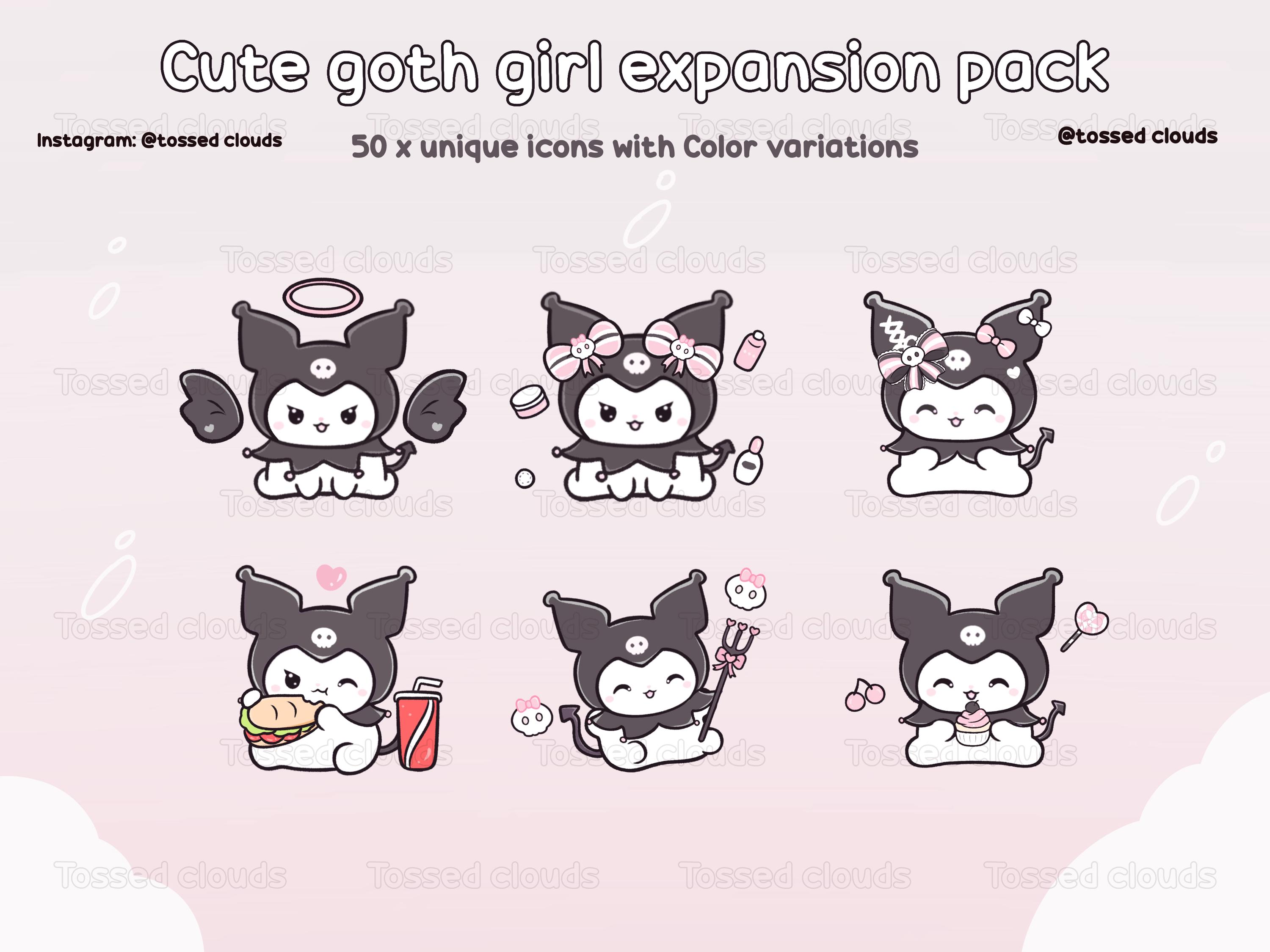 Cute Goth Girl Expansion Pack, Goth Girl Icons, Grey Icons, App Icons ...