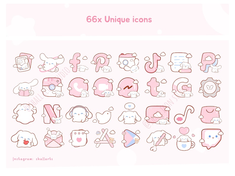 Cute Pink Bunny Icon Set Cute Icons Pink Icon Set Ios - Etsy