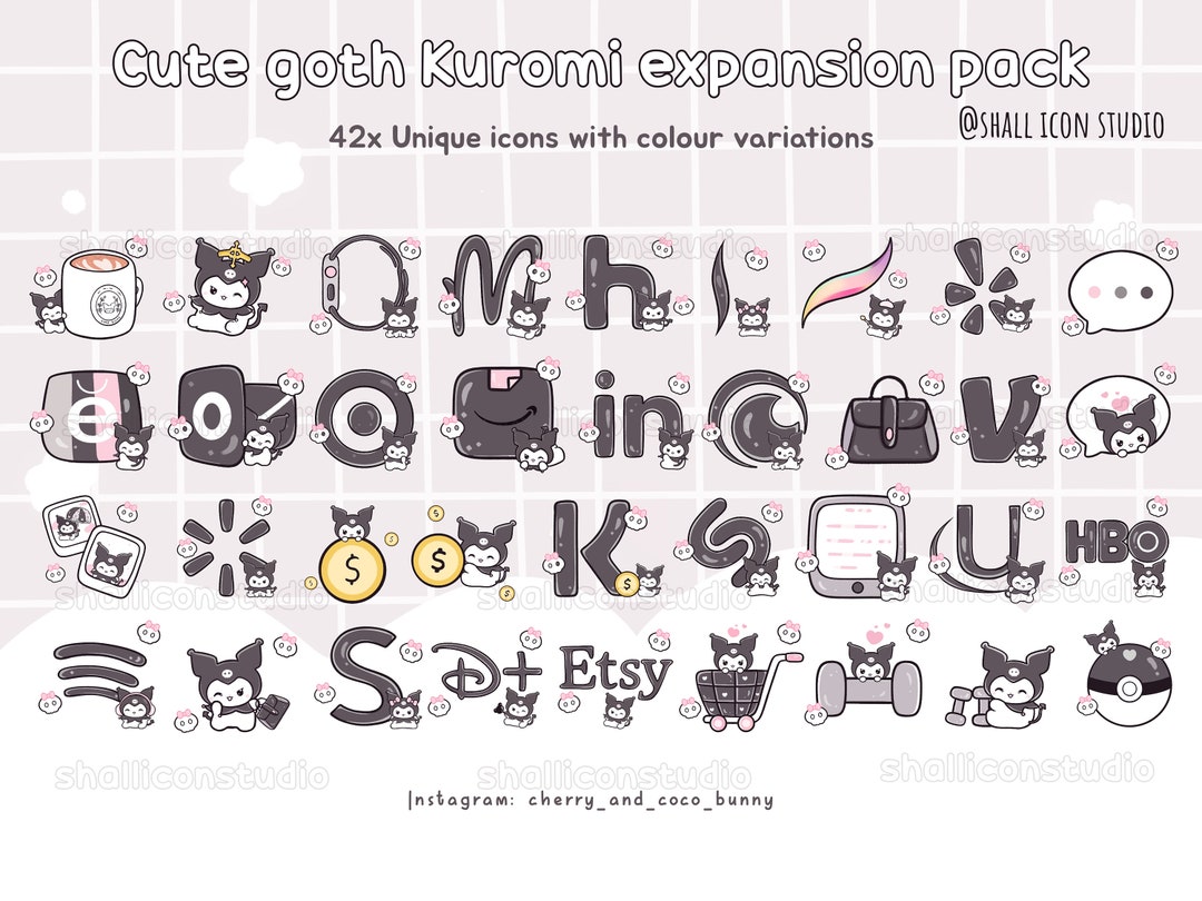 Cute Goth Bad Girl Icons Expansion Pack, Cute Icons, Black Icon Set ...