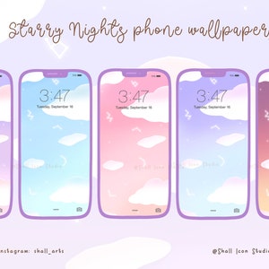 Cute Starry Nights Phone Wallpaper Phone Wallpaper Cute - Etsy