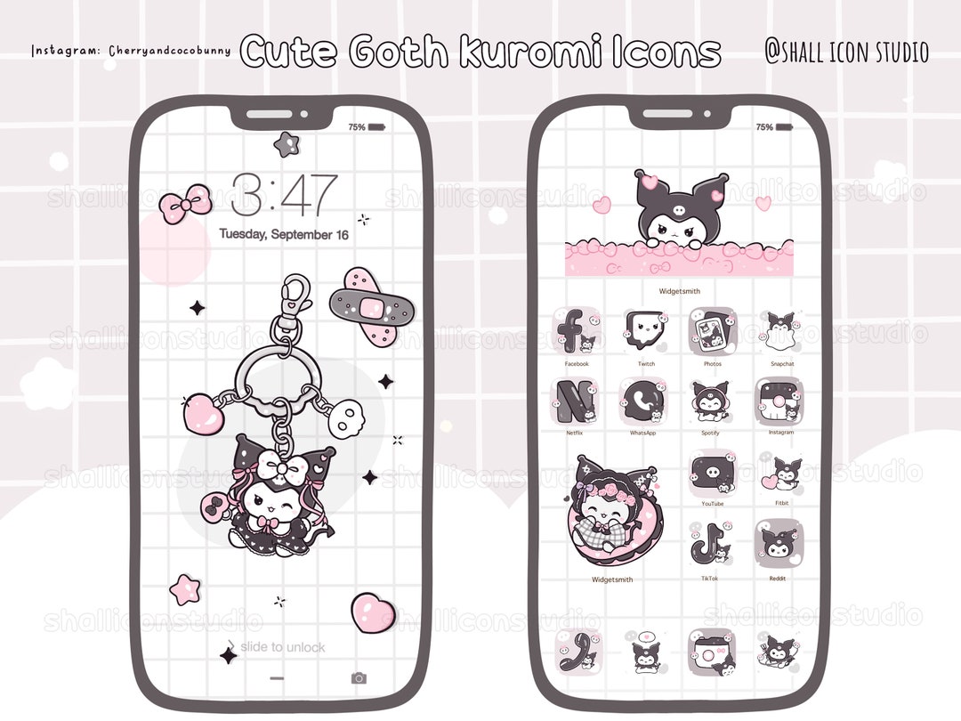Cute Goth Bad Girl Icon Set, Cute Icons, Purple Icon Set, Ios Android ...