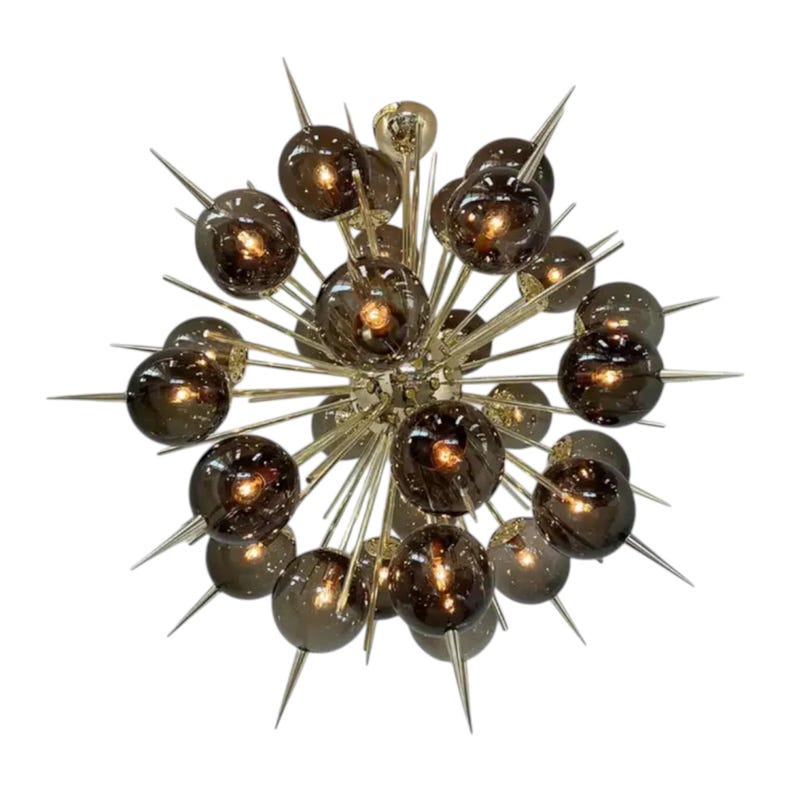 Sputnik Styles Inspired Brass & Black Glass Ball Chandelier - Etsy