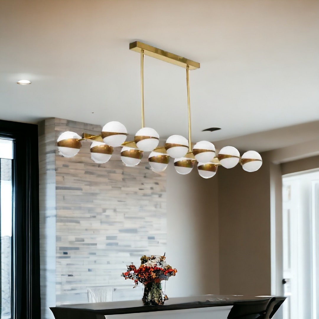 Buy 12 Light Cut Shade Globe Dining Pendant Mid Century Brass Sputnik ...