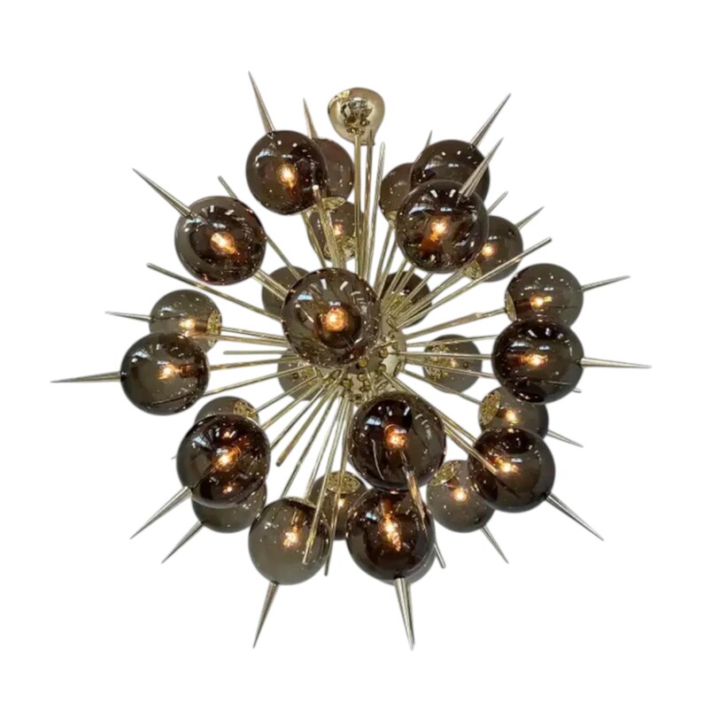 Sputnik Styles Inspired Brass & Black Glass Ball Chandelier - Etsy