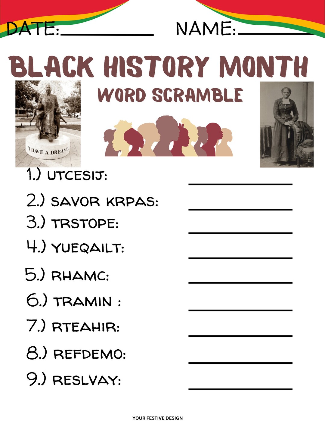 BLACK HISTORY MONTH Word Scramble - Etsy