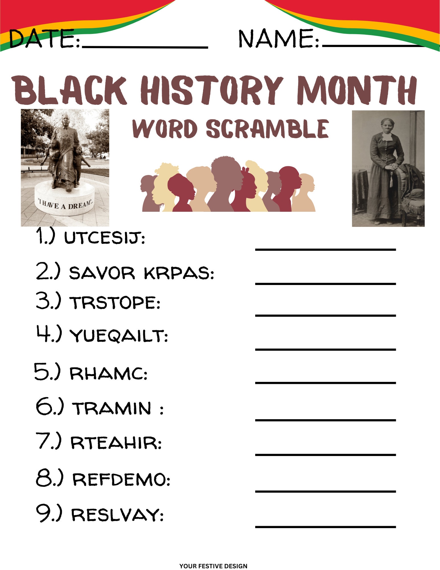 BLACK HISTORY MONTH Word Scramble - Etsy