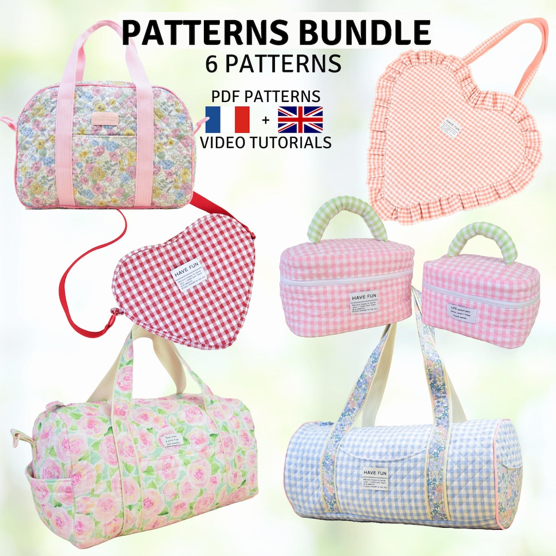 Bundle of 6 Sewing Patterns - Quilted Bags + Vanity Cases - PDF Sewing ...