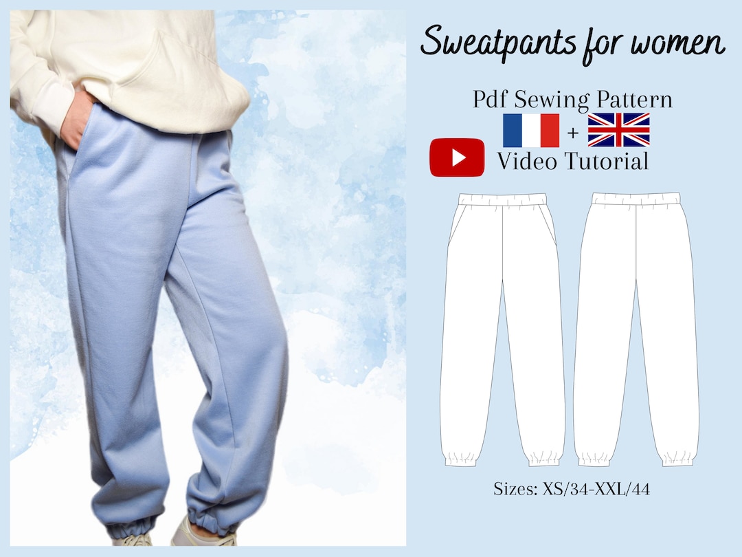Women's Sweatpants PDF Sewing Pattern & Video Tutorial Sizes XS to 2XL ...
