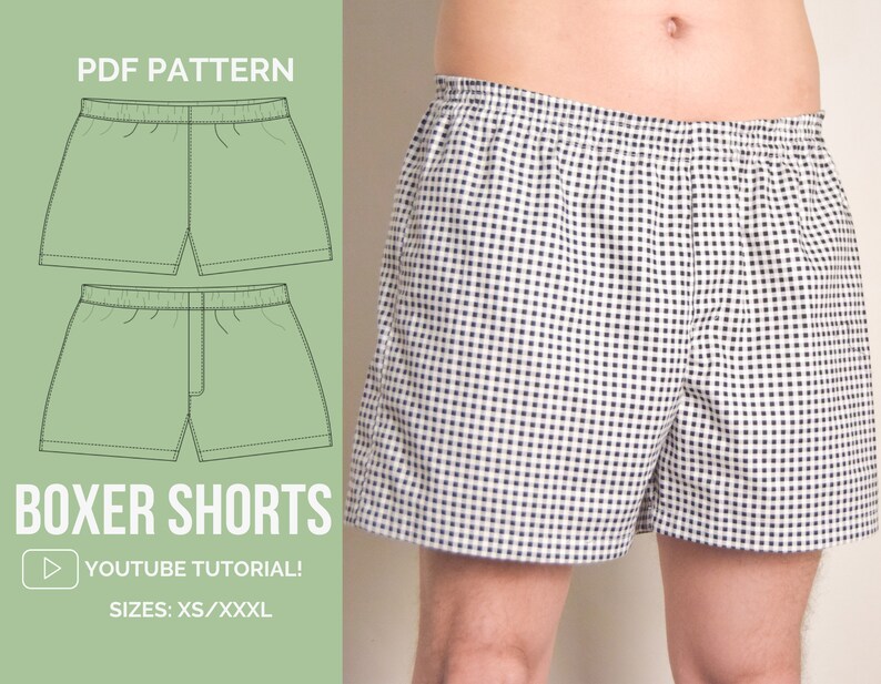 Men's Boxer Shorts PDF Sewing Pattern & Video Tutorial - Etsy