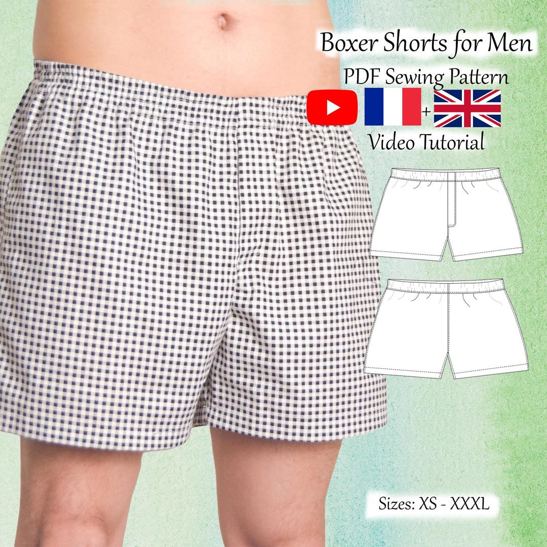 Men's Boxer Shorts PDF Sewing Pattern & Video Tutorial - Sizes XS to ...