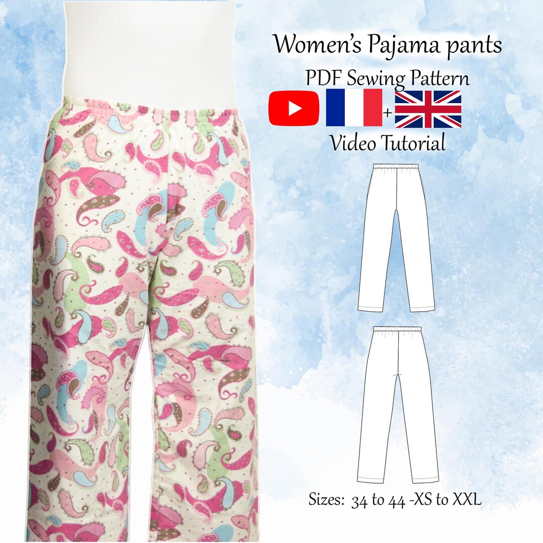 Women's Pajama Pants PDF Sewing Pattern & Video Tutorial - Sizes XS to ...