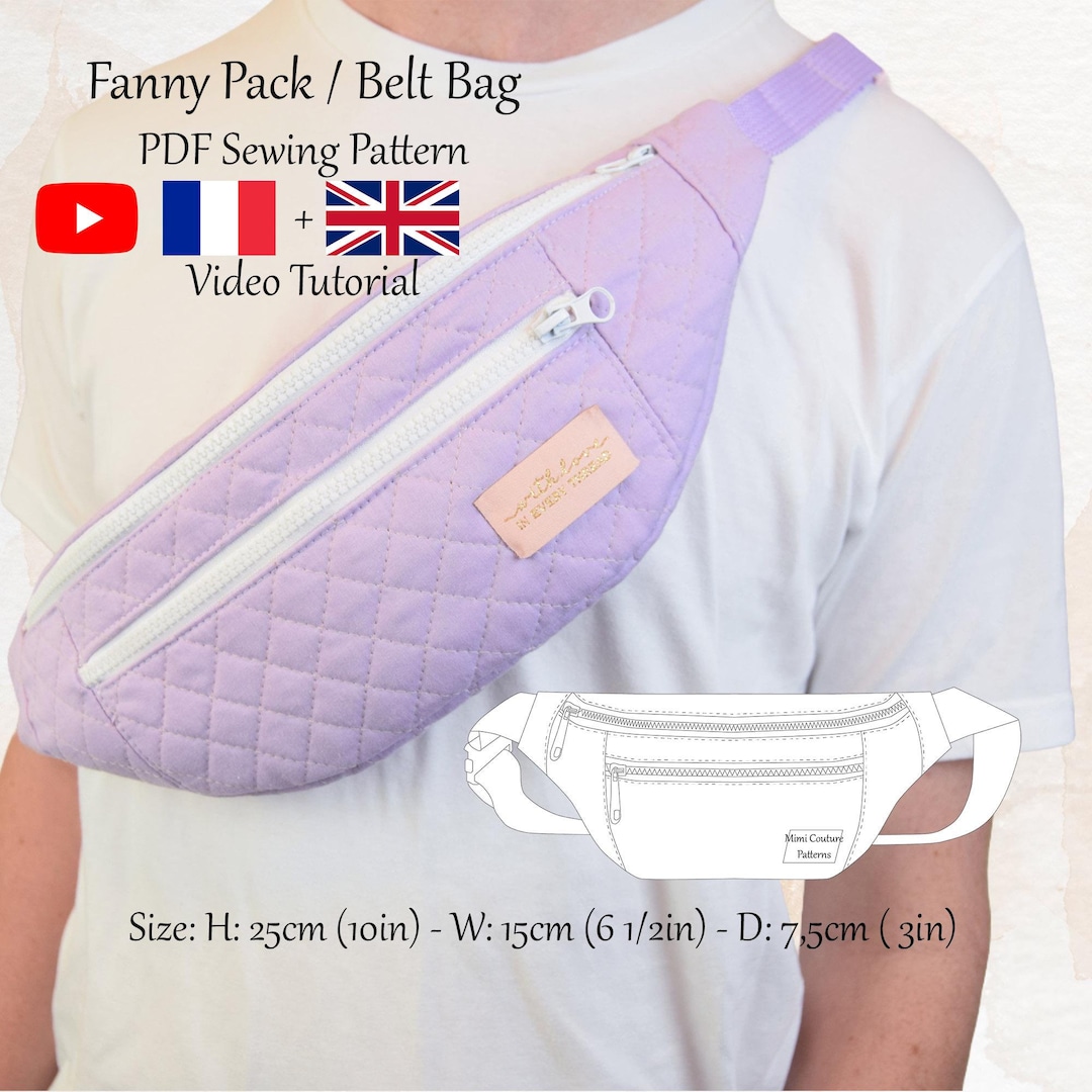 Fanny Pack / Waist Bag With 2 Zippers - PDF Sewing Pattern & Video ...